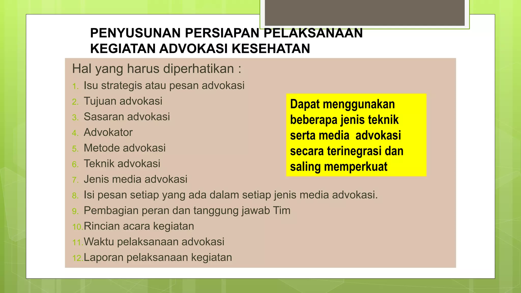 Advokasi kesehatan jf pkm | PPTX