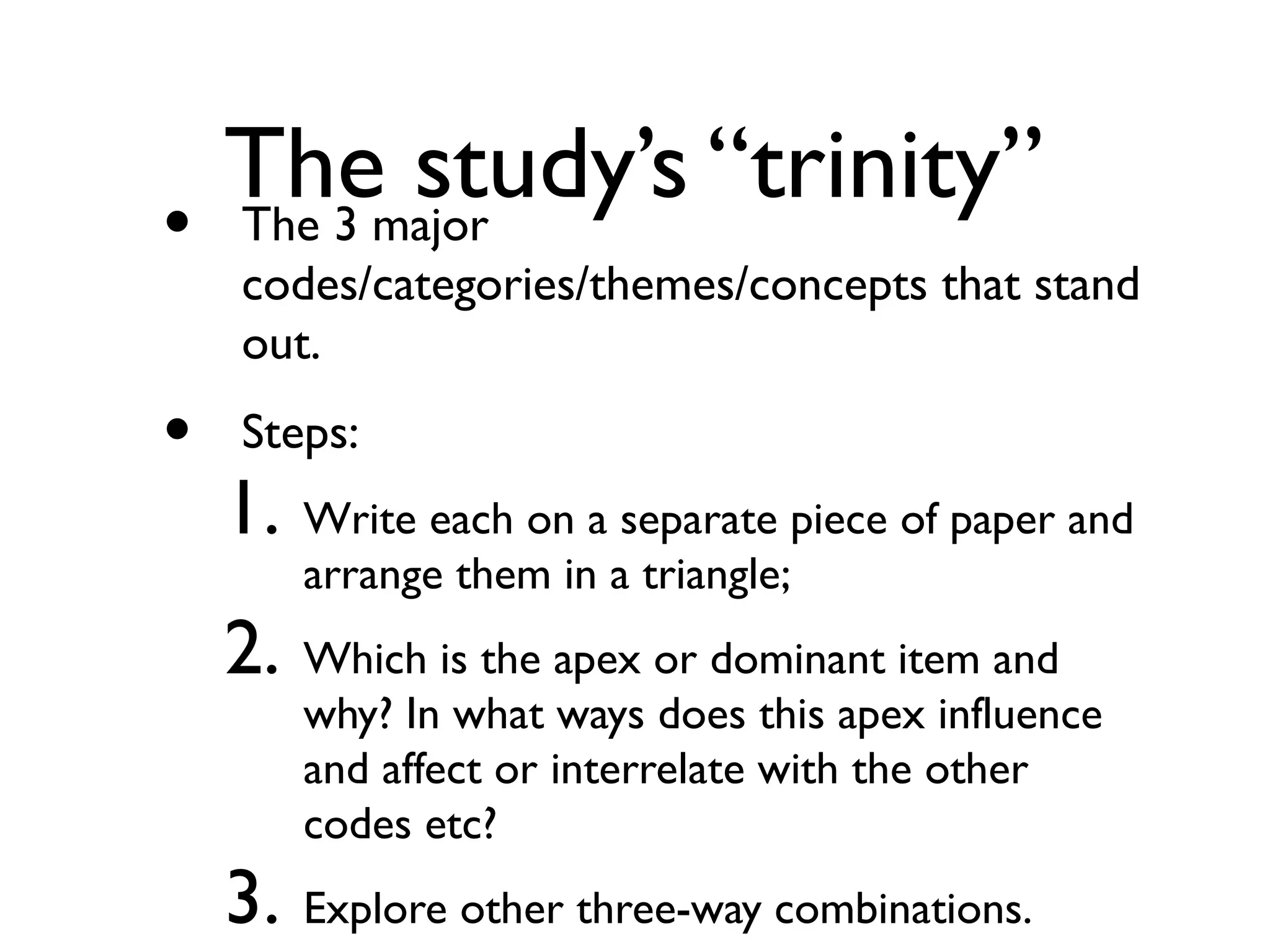 From first cycle to second cycle qualitative coding: "Seeing a whole" | PPT