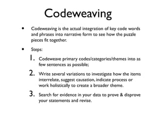 From first cycle to second cycle qualitative coding: "Seeing a whole" | PPT