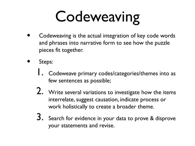 From first cycle to second cycle qualitative coding: "Seeing a whole" | PPT
