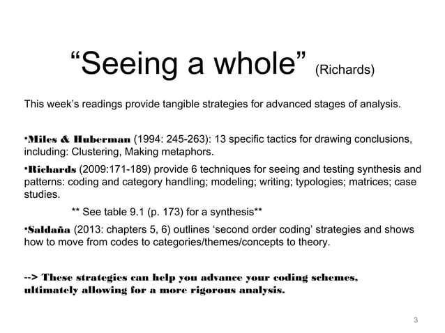 From first cycle to second cycle qualitative coding: "Seeing a whole" | PPT