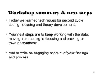 From first cycle to second cycle qualitative coding: "Seeing a whole" | PPT
