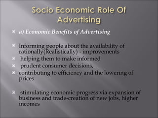Socio-economic Role of Advertising | PPT