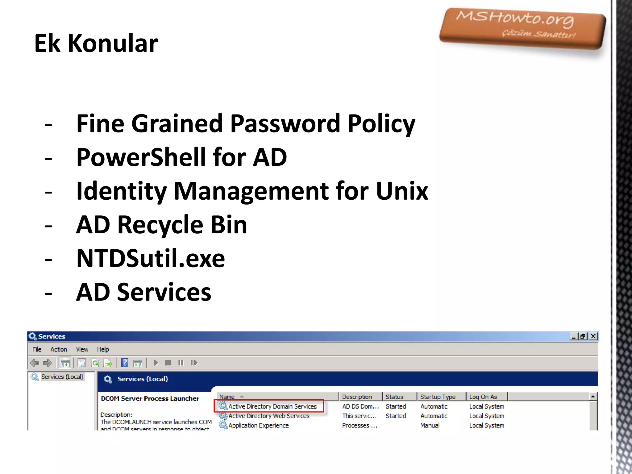 Microsoft Active Directory Mimarisi ve Yönetim Detayları | PPTX
