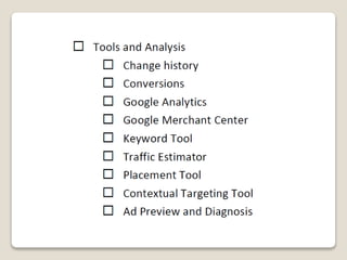 Essential Adwords checklist | PPTX