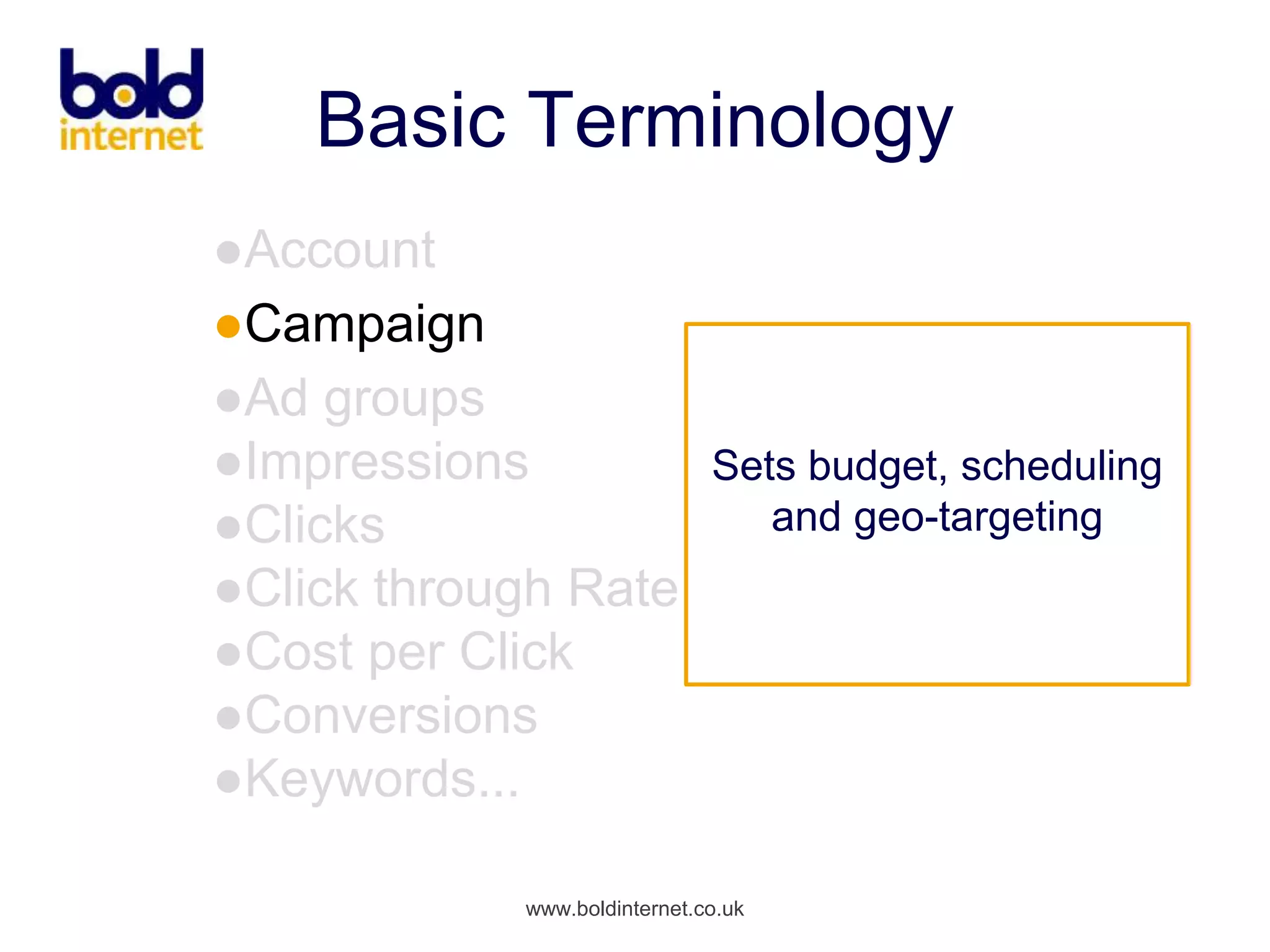 AdWords - How it Works - Bold Internet | PPTX | Search | Internet