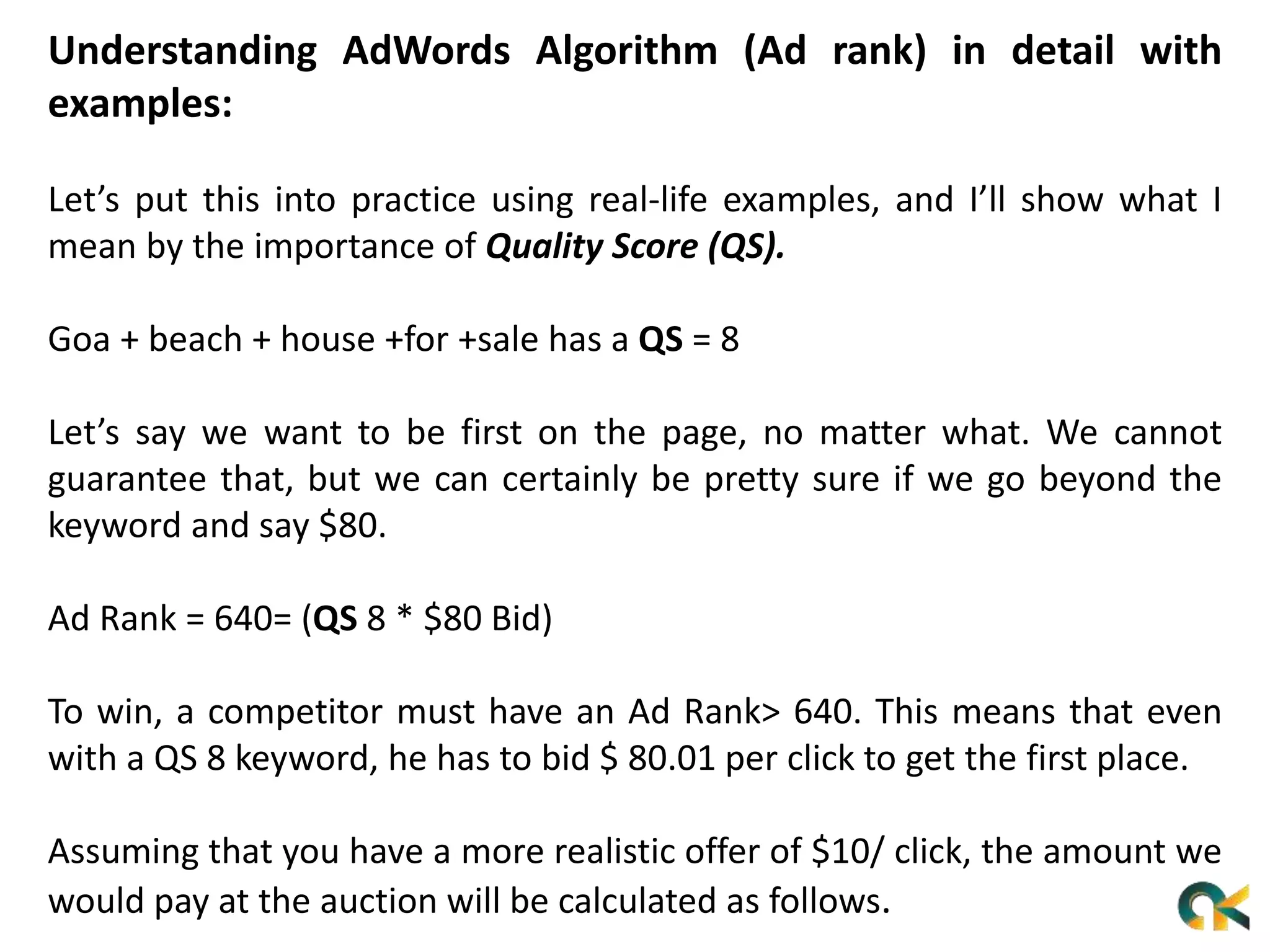 Understand the AdWords Algorithm | PPT