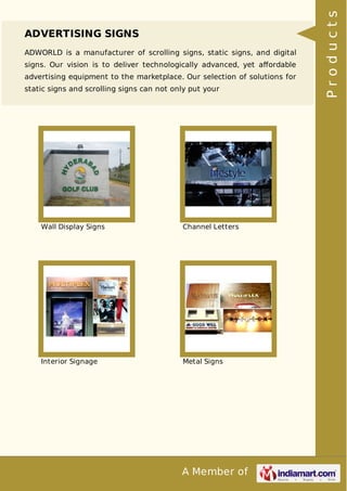 AD World Signages Pvt. Ltd, Hyderabad, Digital Glow Signs | PDF