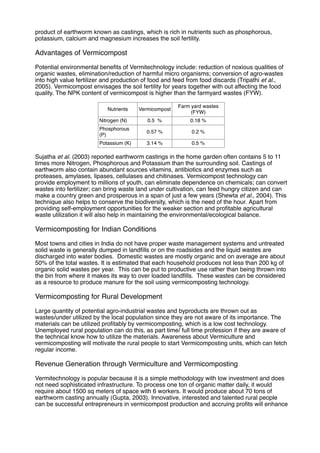 Vermiculture and Vermicomposting Biotechnology for Organic Farming and ...