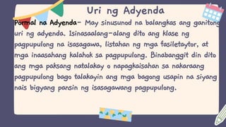 ADYENDA lesson in Filipino sa Piling Larang | PPTX