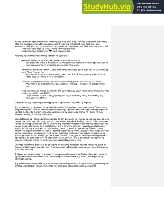 ADYENDA SA PANANALIKSIK SA GRAMAR NG FILIPINO | PDF