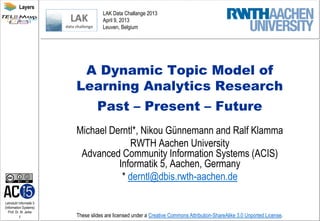 A Dynamic Topic Model of Learning Analytics Research | PDF
