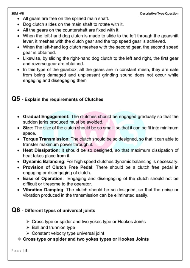 Automobile Engineering Notes | PDF