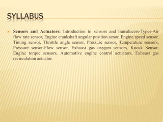 Automotive Electronics Sensors and Actuators | PPTX