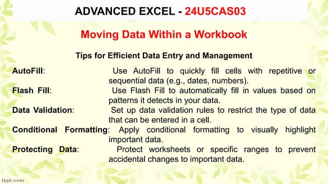 Entering data and Revising data in Excel | PPTX