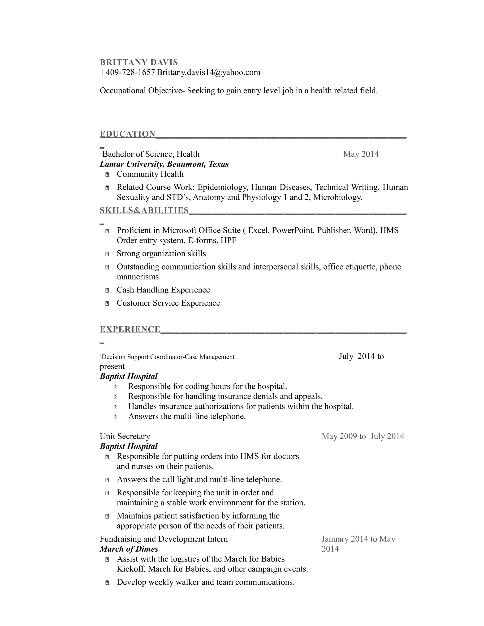 Brittany Nicole Resume | RTF