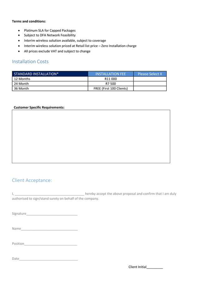 FTTB DFA Sign Up Form | PDF