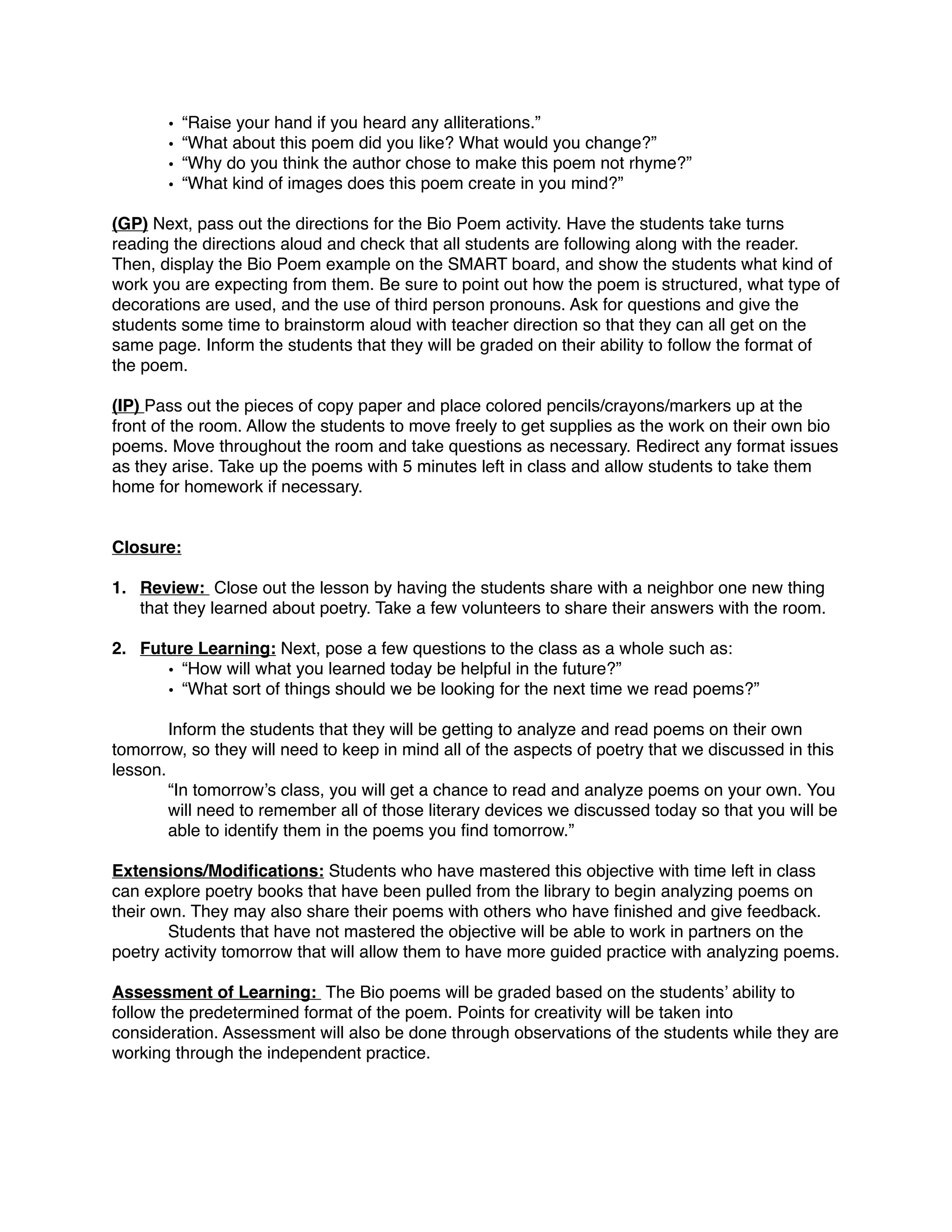 Poetry Lesson Plan | PDF