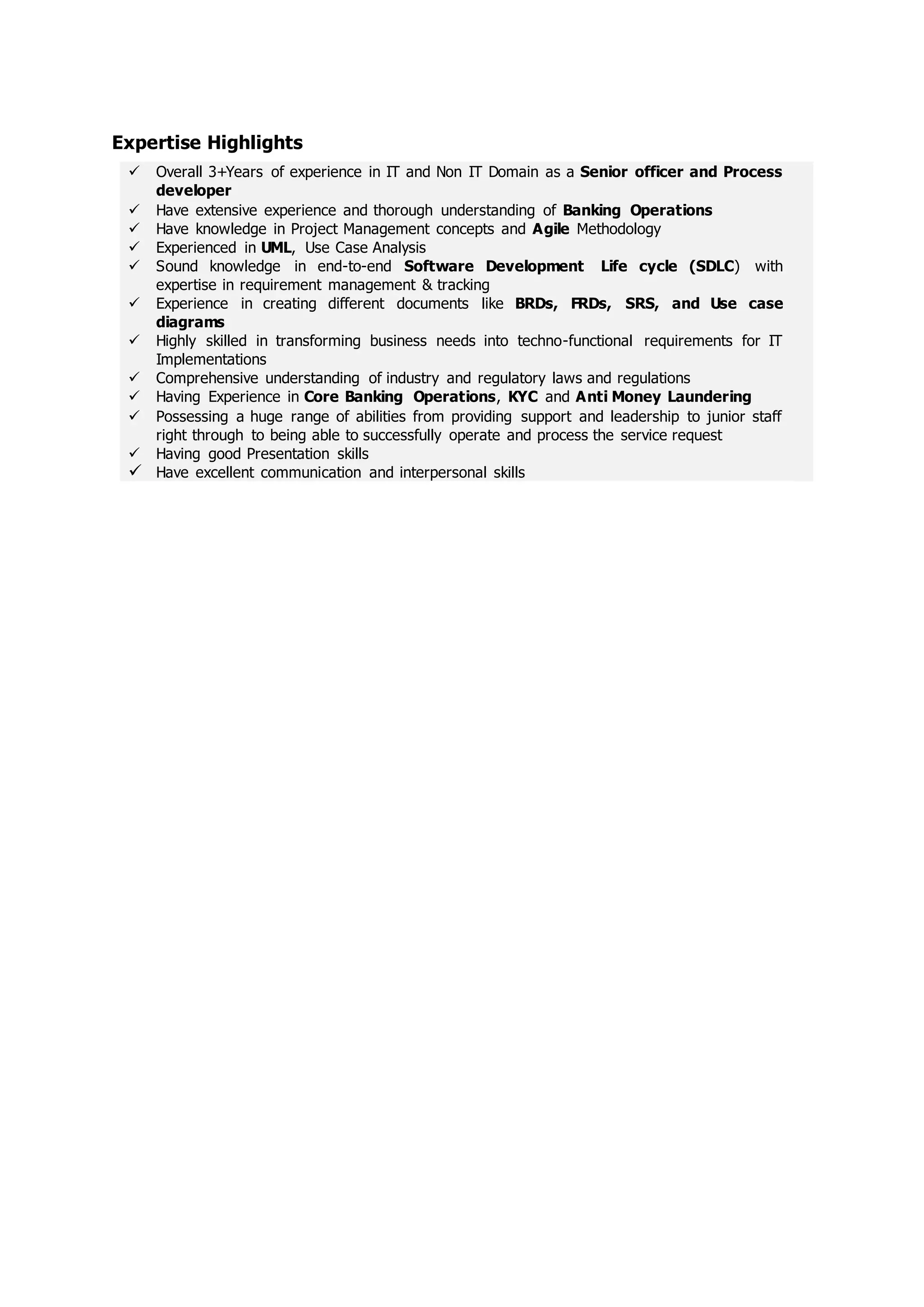 Expertise Highlights | DOCX