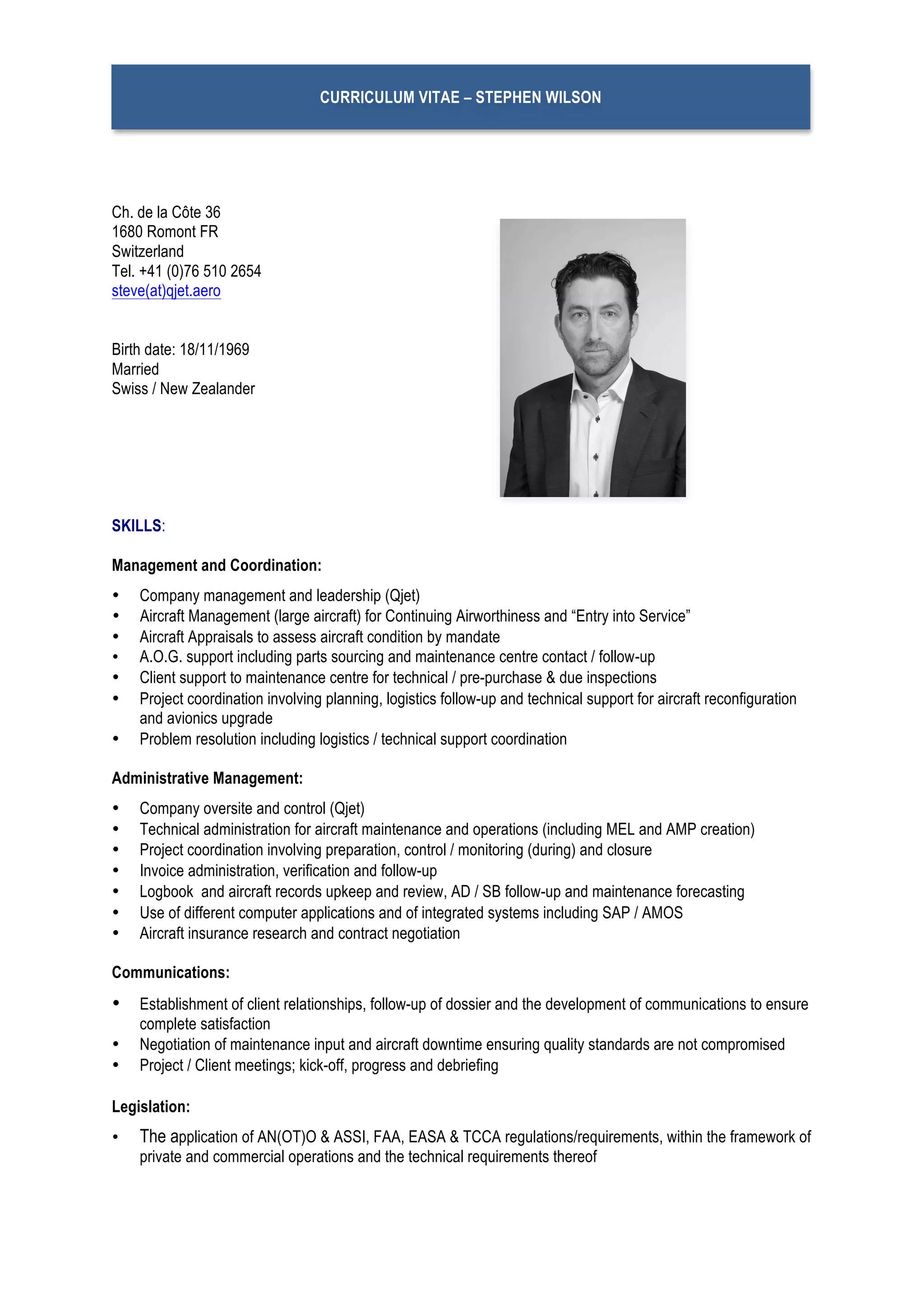Curriculum Vitae - Stephen Wilson | PDF