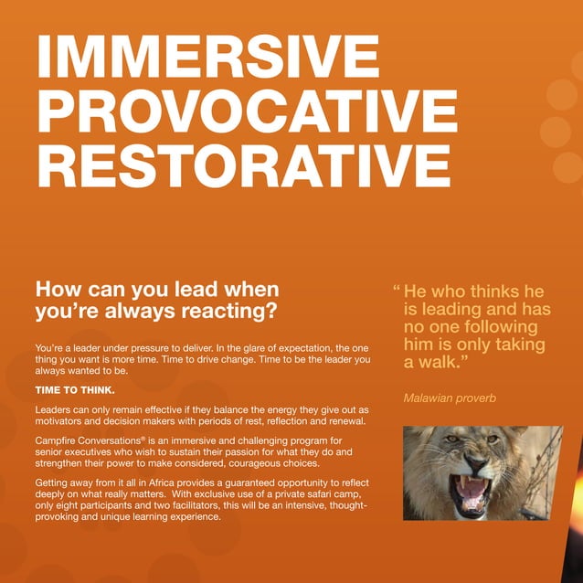 Campfire Conversations Brochure | PDF | Africa Travel | Travel Locations