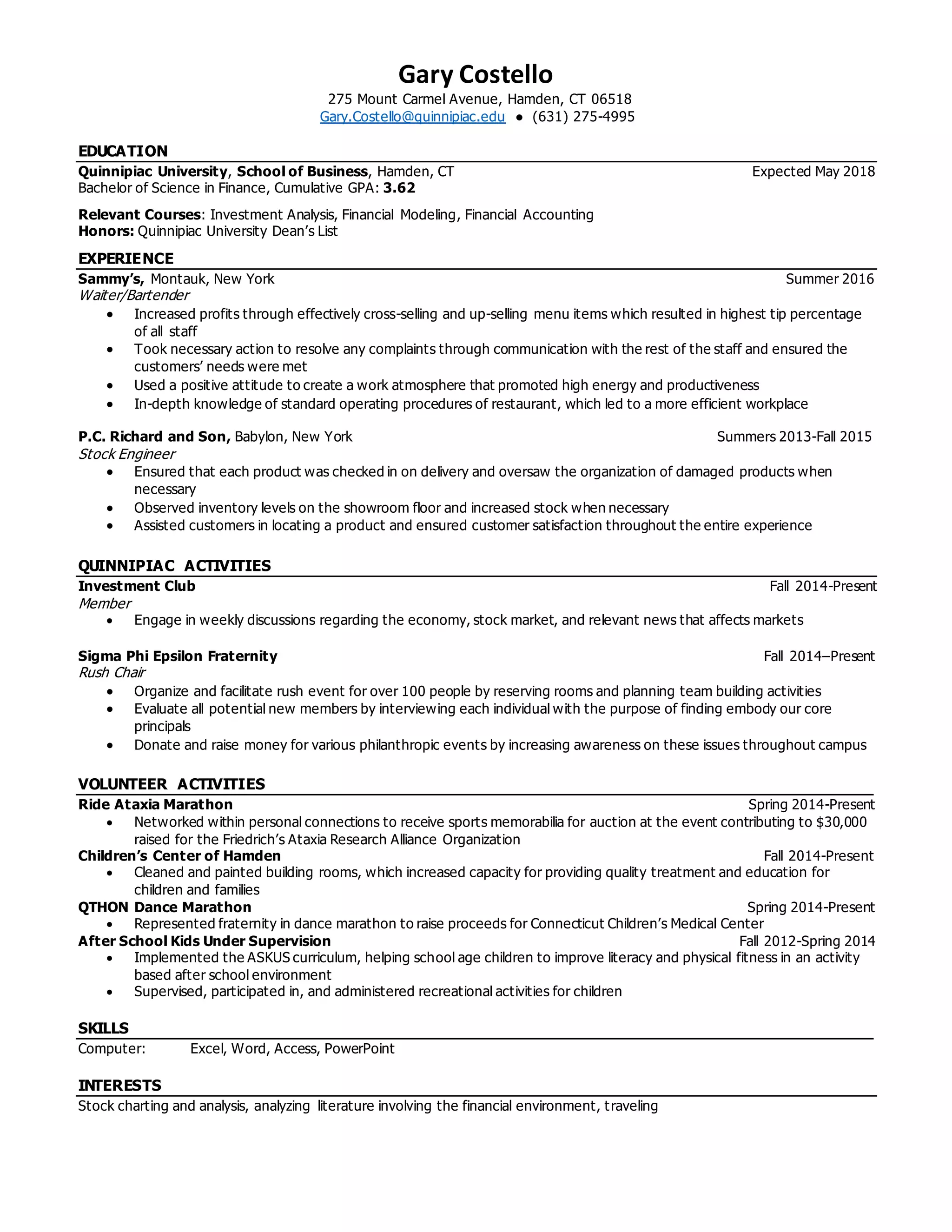 Gary Costello Resume | DOCX