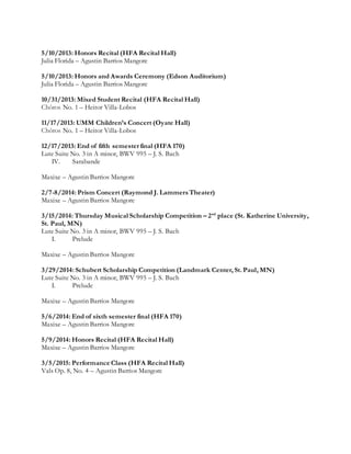 List of Performances | DOCX