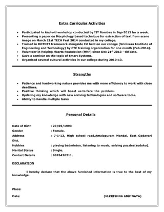 Resume | DOC | Programming Languages | Computing