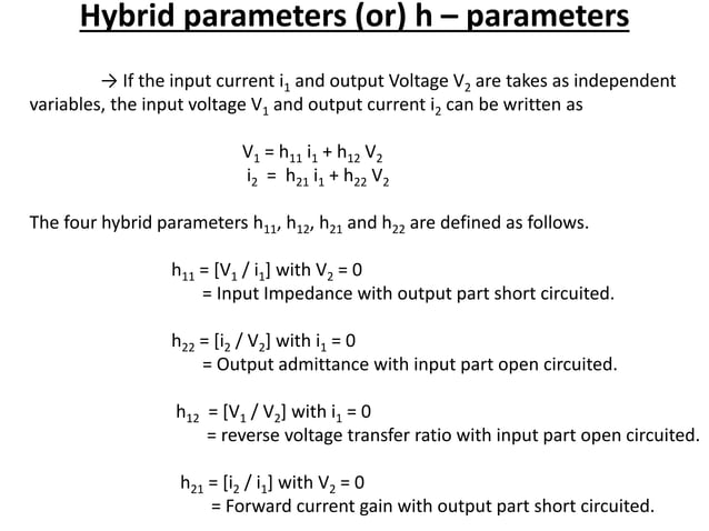 Hybrid model for Transistor, small signal Analysis | PPTX