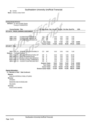 Unofficial Transcript Final | PDF | Undergraduate Education | College ...