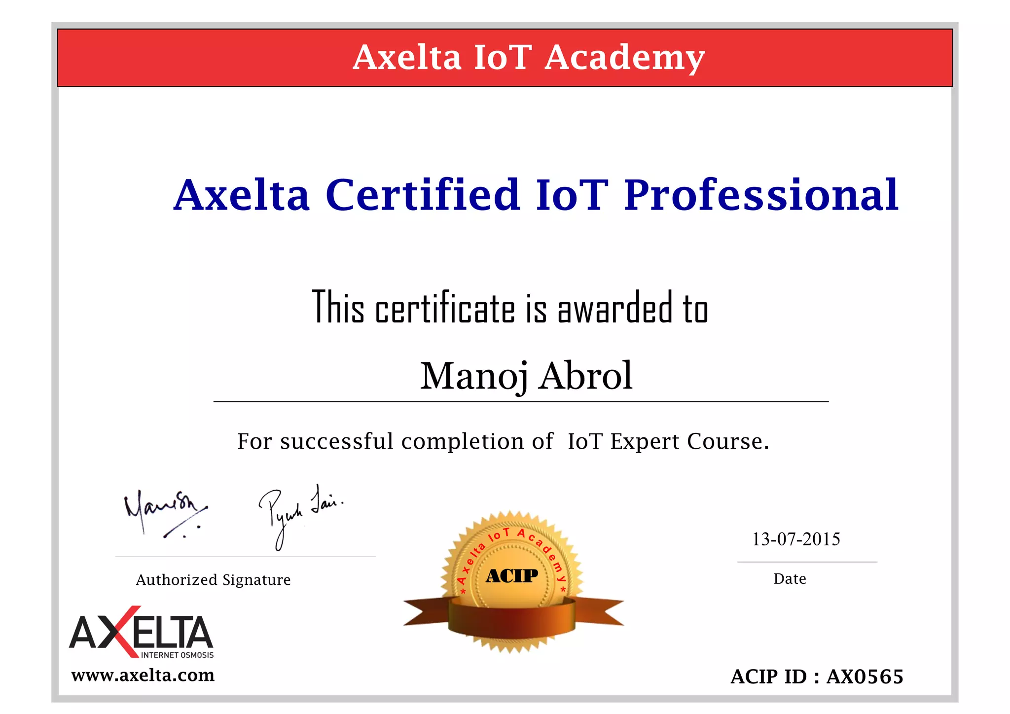 IOT Course Certificate | PPT IOT Course Certificate | PPT