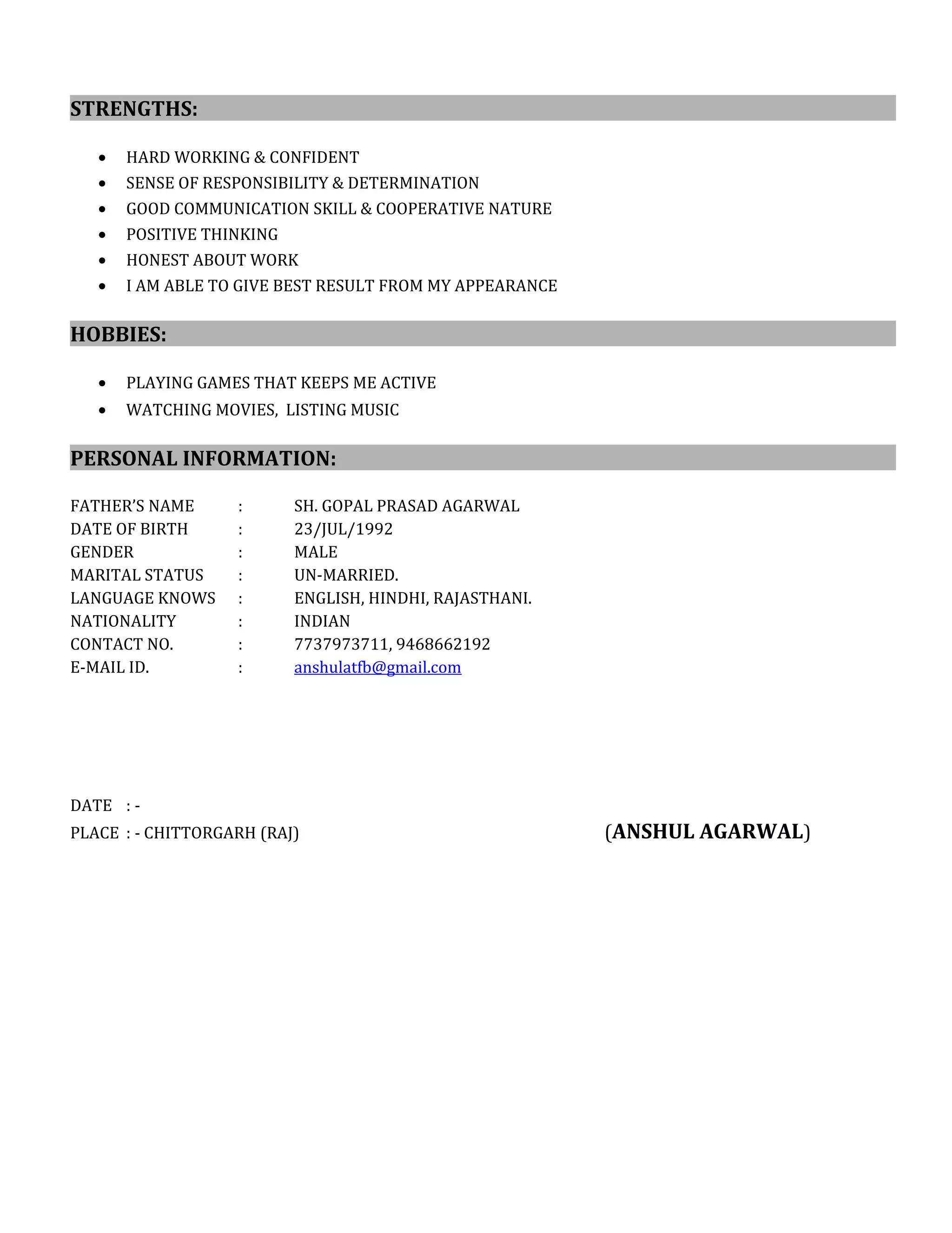 anshul agarwal resume | PDF
