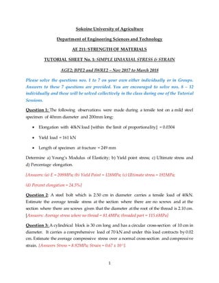 strength of materials TUTORIAL 1 | DOCX