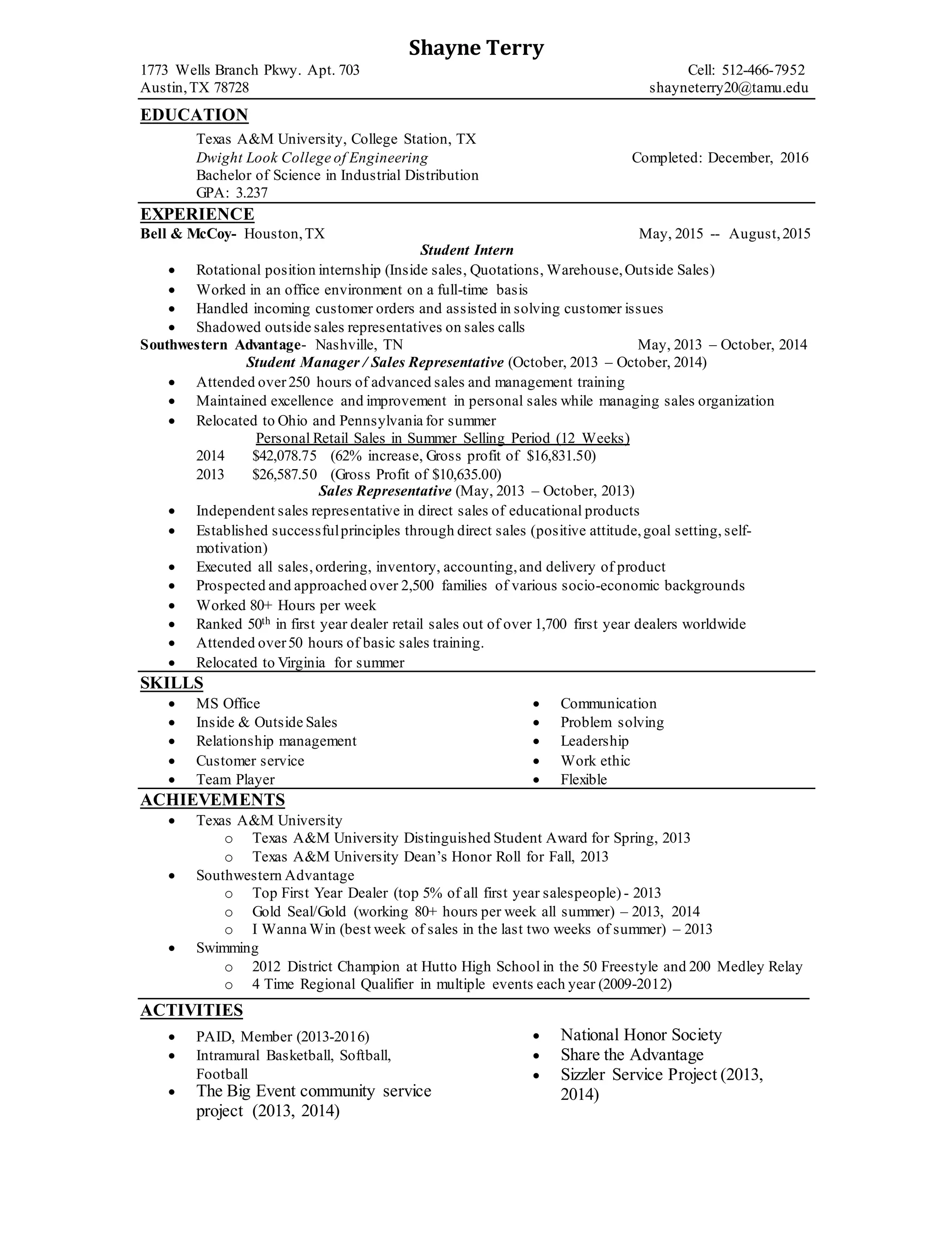 Shayne Terry Resume | PDF
