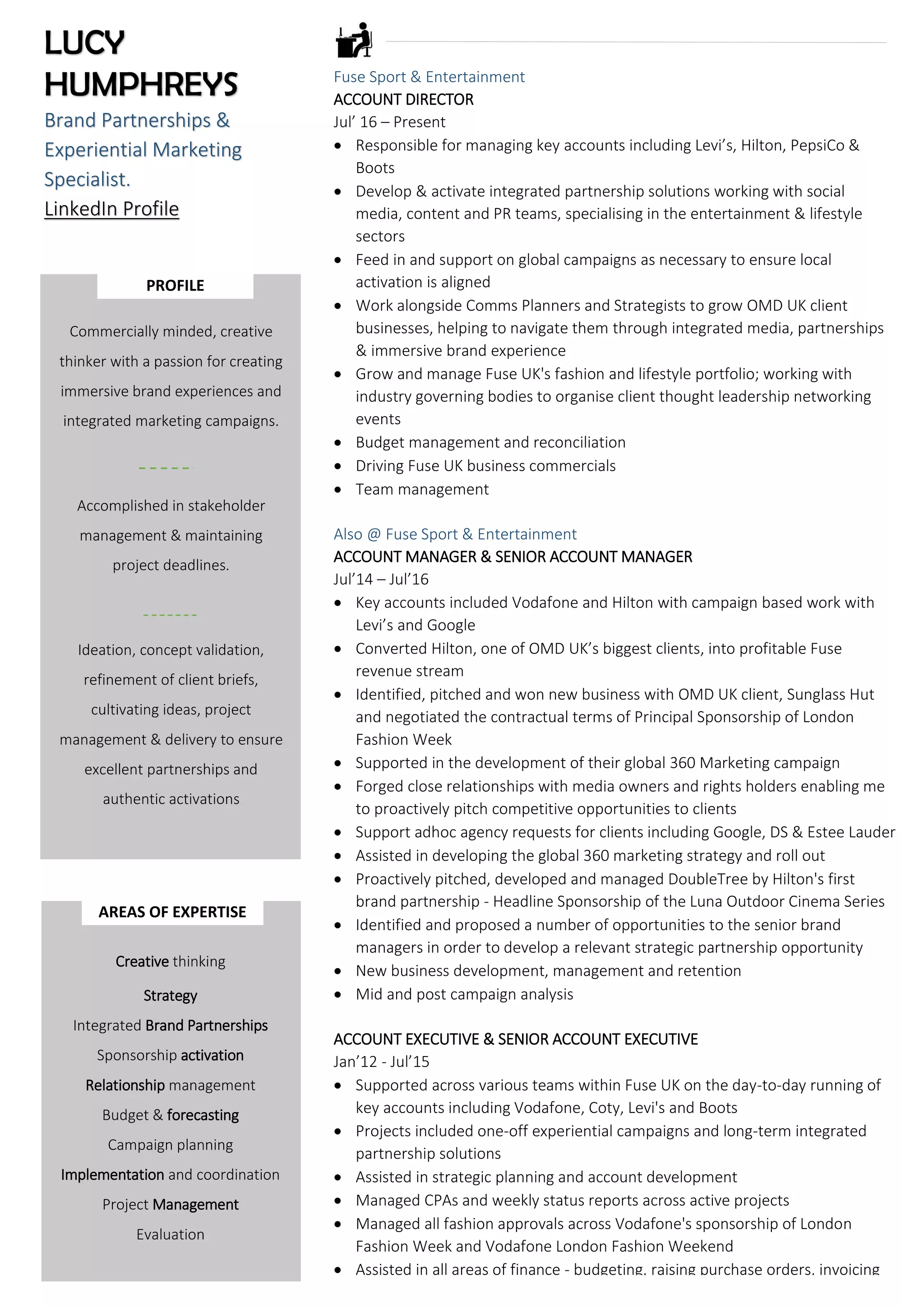 LUCY HUMPHREYS CV | PDF | Advertising Industry | Industries