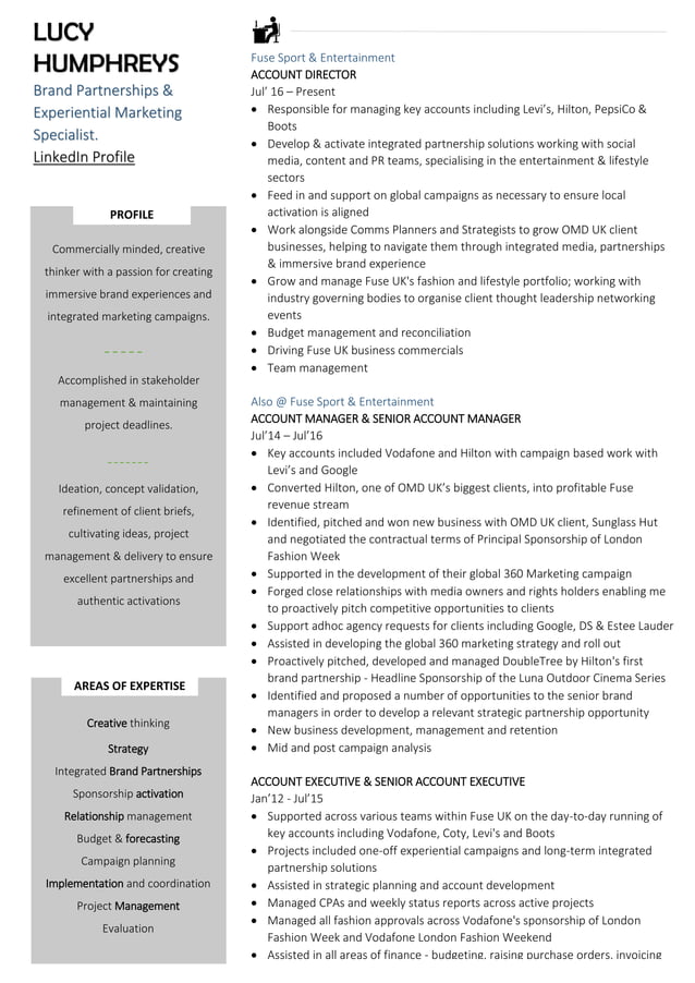 LUCY HUMPHREYS CV | PDF | Advertising Industry | Industries