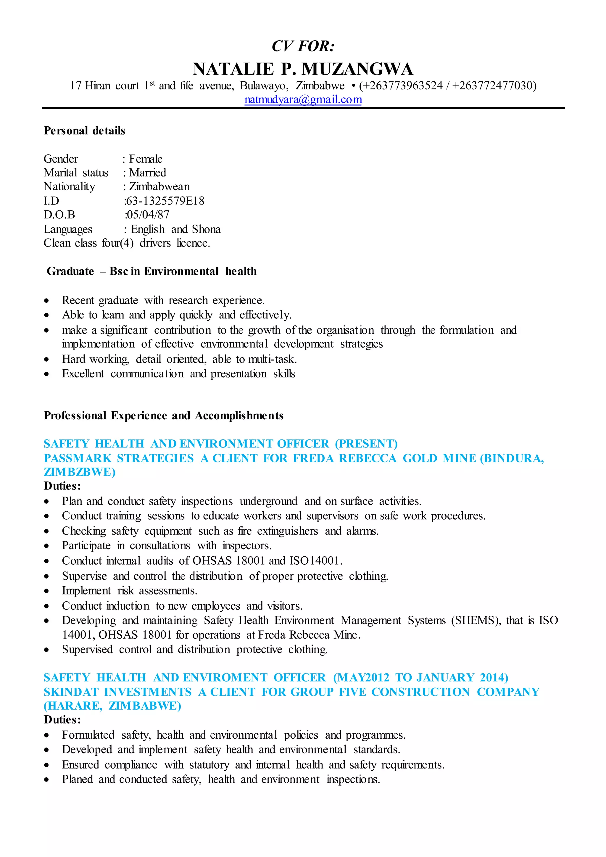 Natalie's cv updated | DOCX