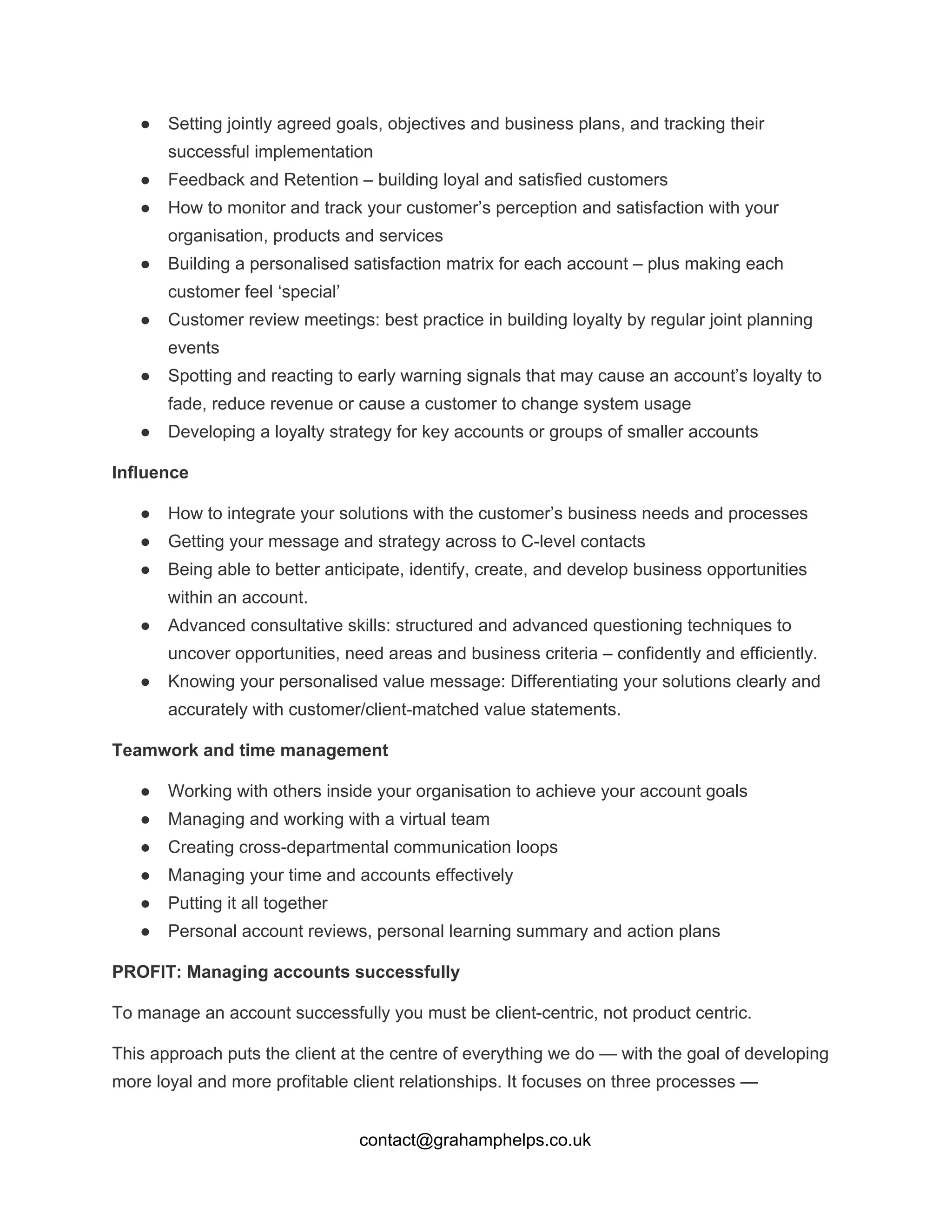 Key accountmanagement course outline 2016 1a | PDF