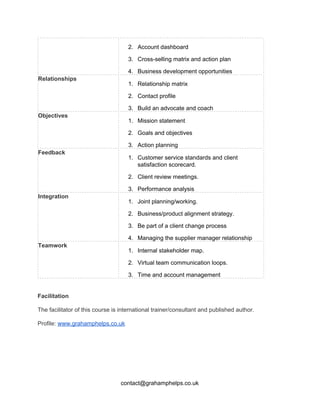 Key accountmanagement course outline 2016 1a | PDF