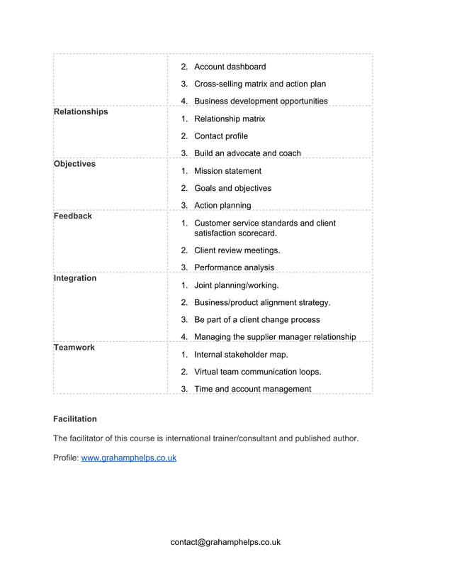 Key accountmanagement course outline 2016 1a | PDF