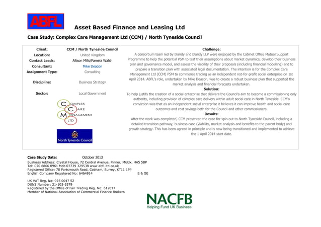 ABFL Case Study Final - CCM & North Tyneside Council | PDF
