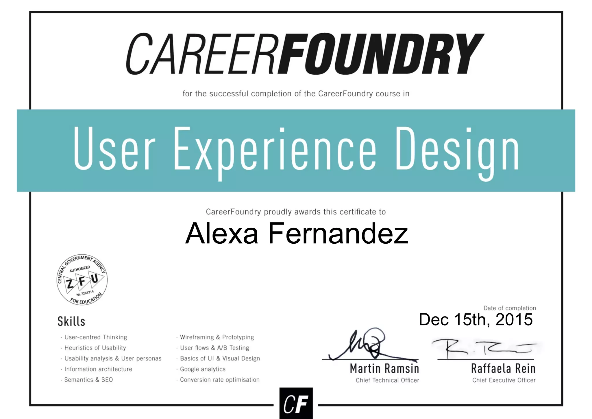 CareerFoundry_Certificate_Alexa Fernandez | PDF
