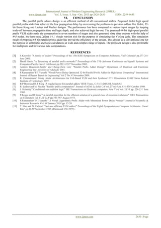 An efficient model for design of 64-bit High Speed Parallel Prefix VLSI adder | PDF