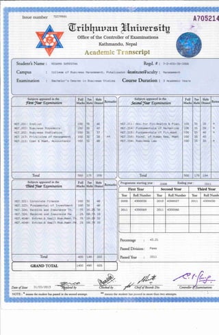 Bachelor's Degree Academic Transcript | PDF