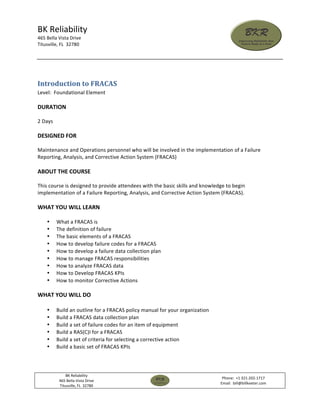 Introduction_to_FRACAS - Course_Outline | PDF | Business | Business and ...