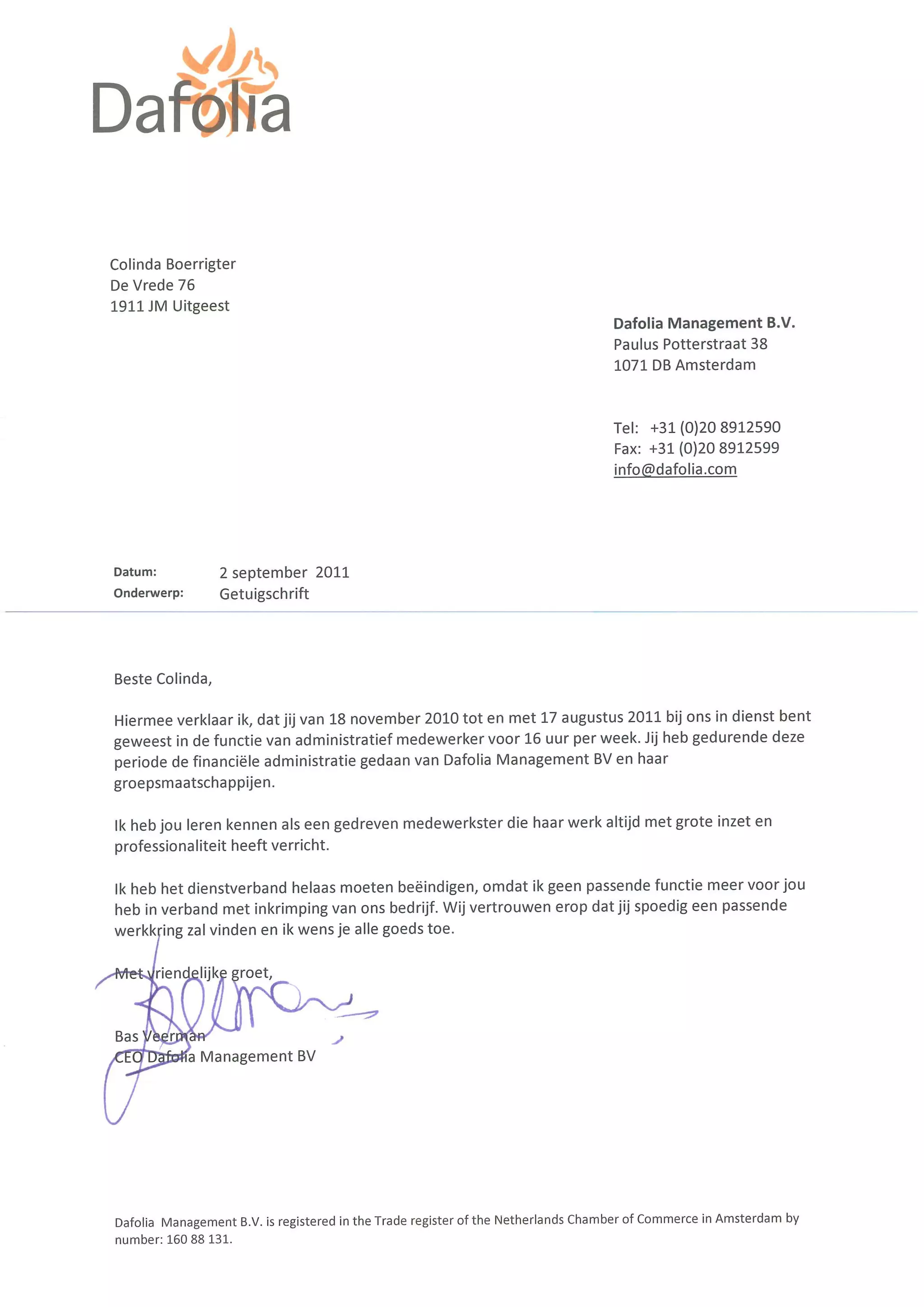 Getuigschrift Dafolia | PDF