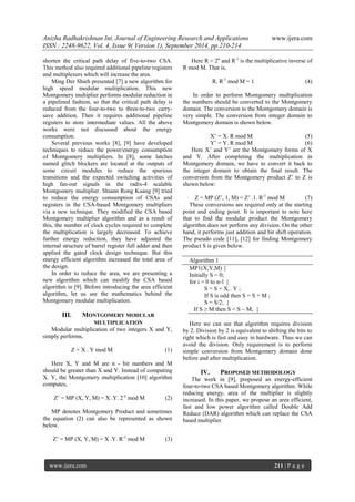 An Area-efficient Montgomery Modular Multiplier for Cryptosystems | PDF | Programming Languages ...