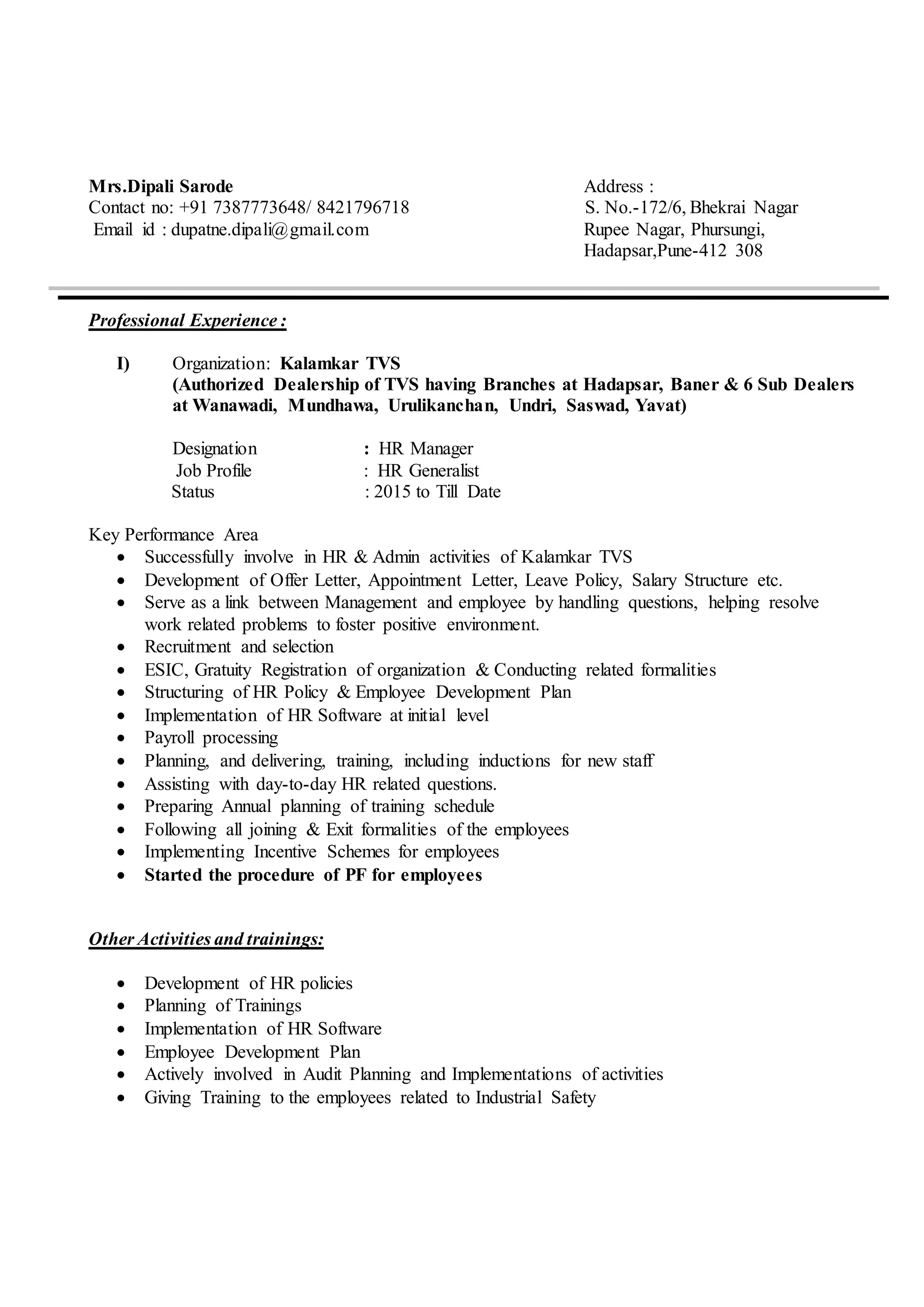 HR Manager-Deepali | PDF