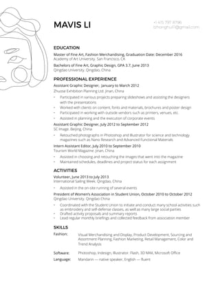 Zhonghui (Mavis) Li-Resume | PDF