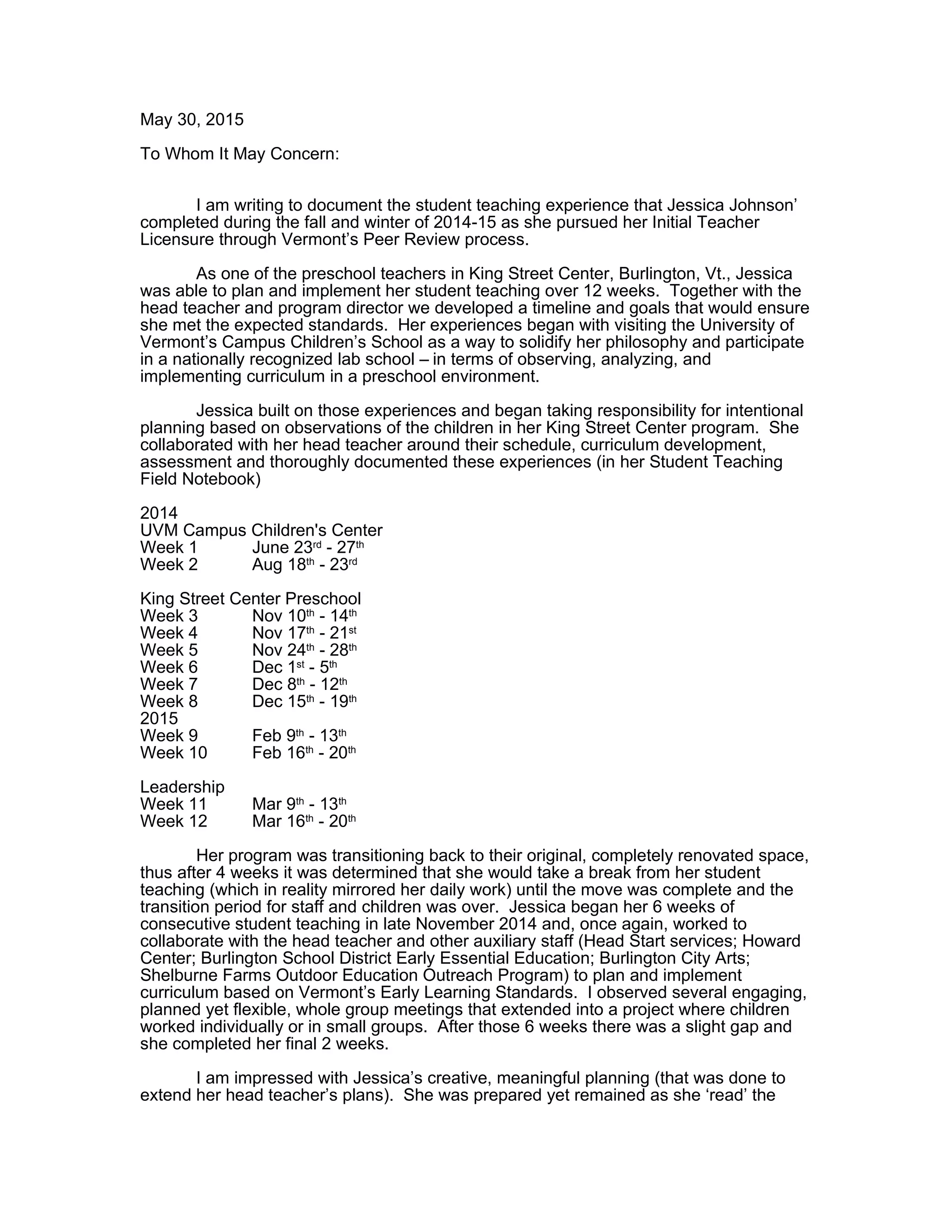 Student Teaching Letter | DOC